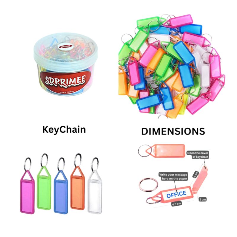 50 Pcs Key Tag Multicolor Keyring & Keychain With Name Tag Labels ...